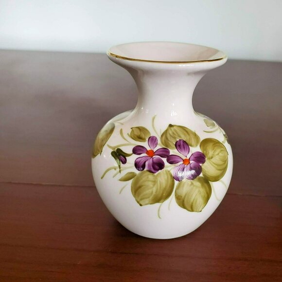 Vintage | Accents | Miniature Hand Painted Porcelain Vase Signed Violet ...